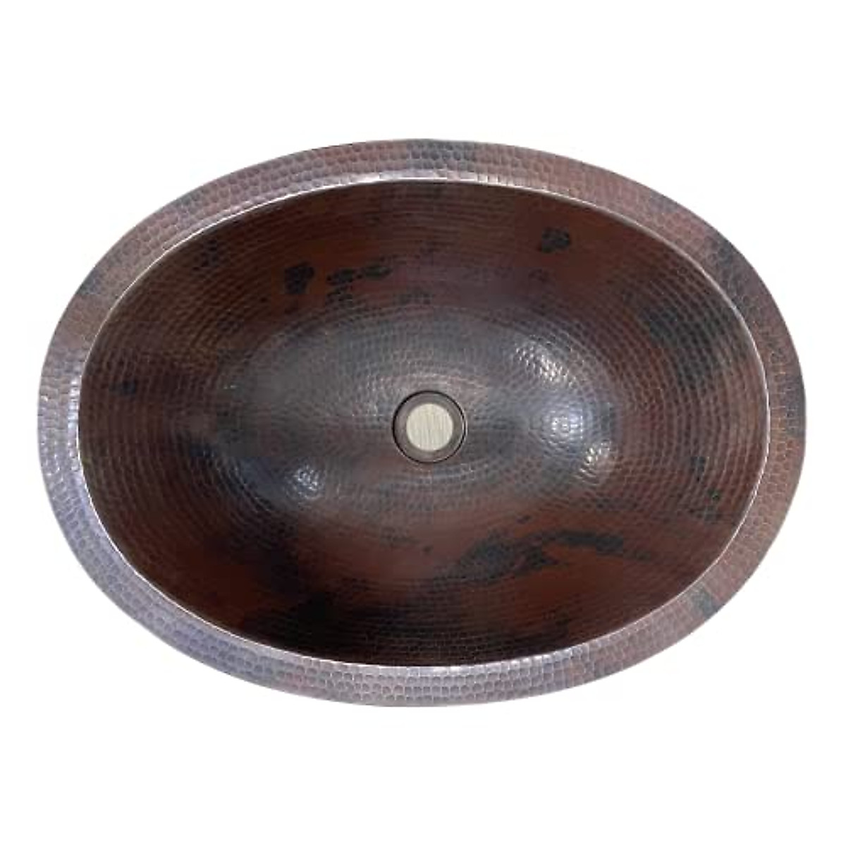 SimplyCopper 19" Oval Aged Copper Bathroom Sink Under Mount or Drop In