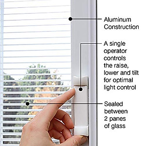 National Door Company, Exterior Single Door, Fiberglass Smooth, 30" x 80", Full Lite, Raise/Lower Blinds Collection, Left-Hand Inswing