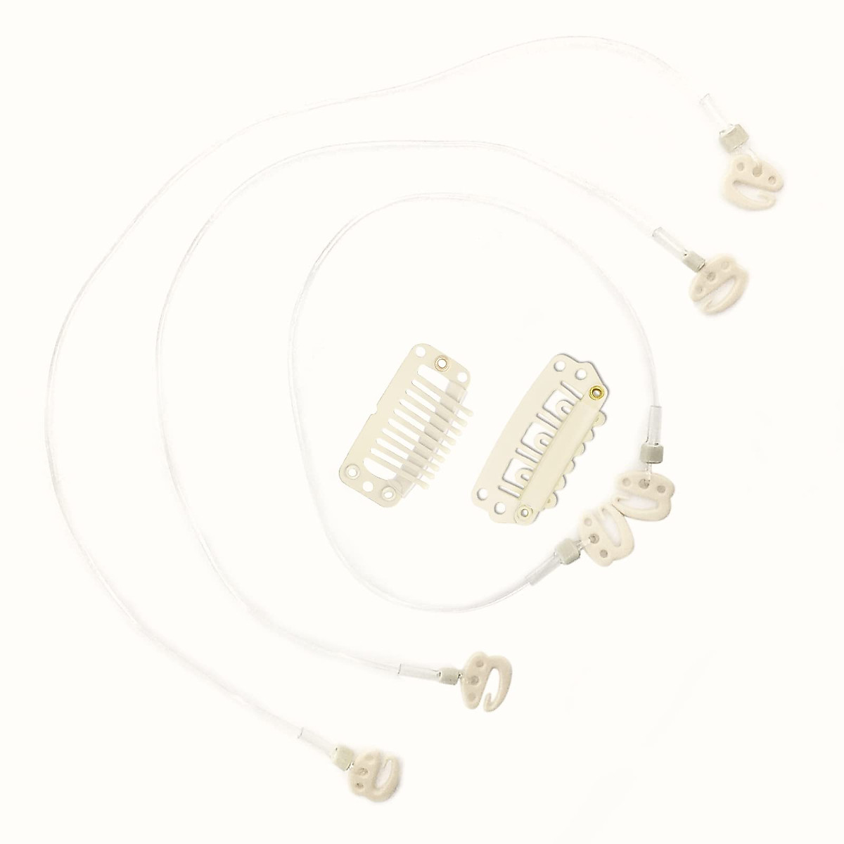 DOORES Blonde Wire for Hair Extensions 8pcs 18.5cm 24.5cm 30cm Invisible Elastic Fish Line Replacement for Extensions with 4 Clips