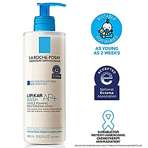 La Roche Posay Lipikar Wash AP+ Body & Face Wash with Pump, Gentle Daily Cleanser with Shea Butter & Niacinamide for Extra Dry Skin, Allergy Tested
