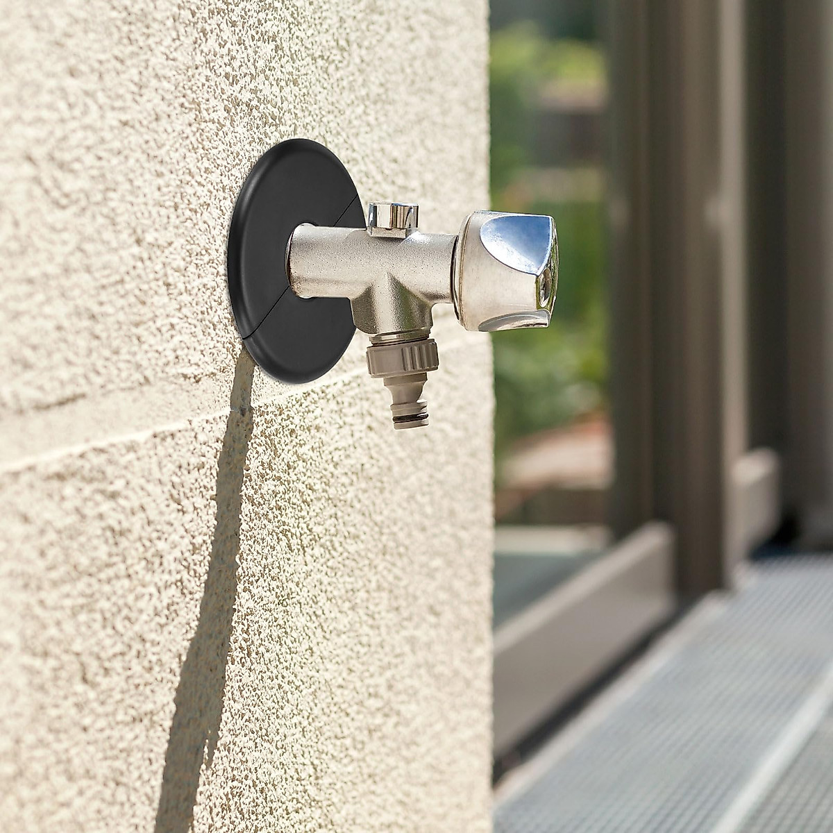 PATIKIL Wall Split Flange 1.36" (34.5mm),ABS Round Self-Adhesive Escutcheon Plate Buckles Water Pipe Cover for Kitchen Bathroom Arm Pipe Faucet Decoration, White