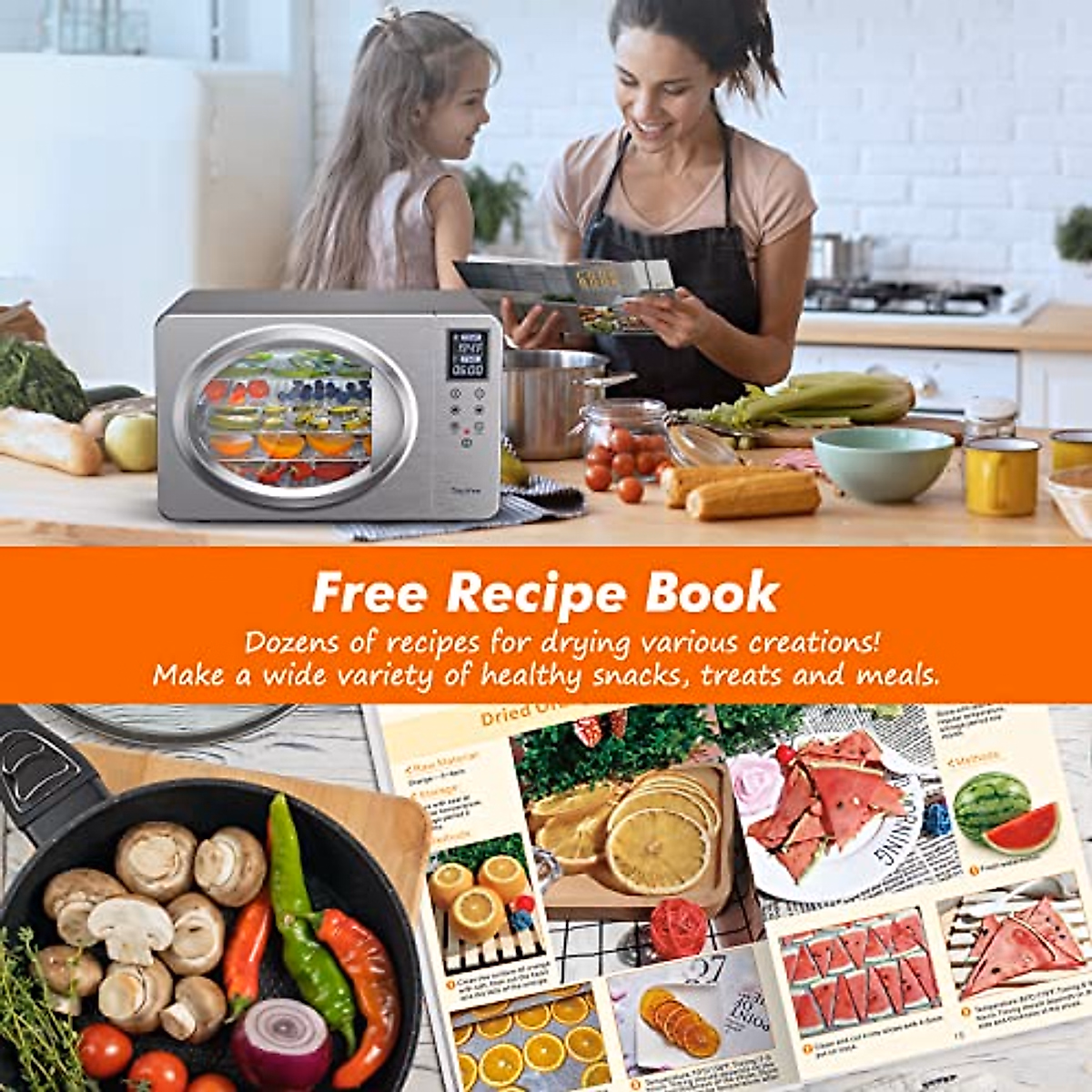 𝐒𝐞𝐩𝐭𝐫𝐞𝐞 Food Dehydrator for Jerky, Fruit, Meat, Veggies, Dog Treats, Herbs and Yogurt, 6 Stainless Steel Trays Food Dryer Machine with Digital Timer, Temperature Control & Safety Over Heat Protection