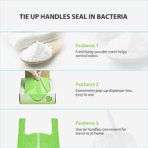 SZILBZ Baby Disposable Diaper Sacks - Unscented Diaper Disposal Bag Odor Control, Made with Recycled Material Dog Poop Bags Tie Handle Trash Bags- 400 Count (Blue)