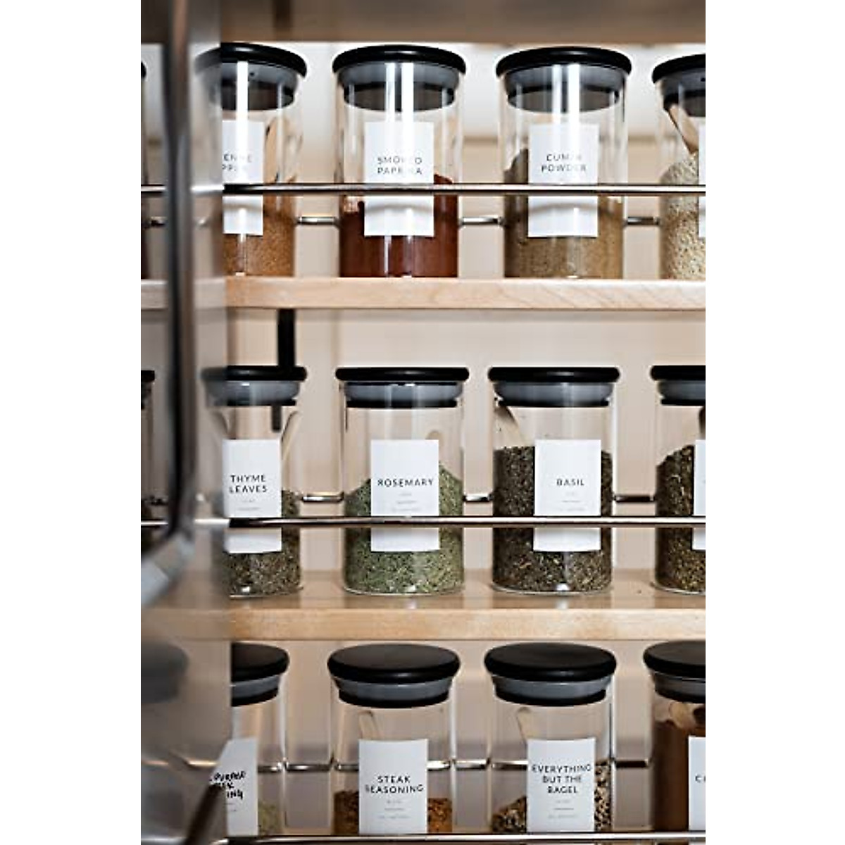 SAVVY & SORTED 146 Minimalist Spice Jar Labels & Expiration Labels | Bonus 160 Expiration Date Labels | Keep Spices Fresh with Food Date Labels | Perfect for Pantry Organization Containers