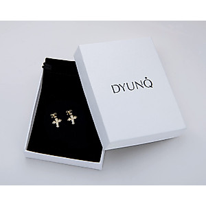 DYUNQ Cross Moissanite Gold Earrings in Sterling Silver for Women and Men, Hypoallergenic Stud Earrings for Sensitive Ears, Christian Faith Valentine's Day Jewelry Gifts