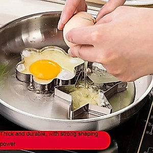 Pack of 10 Stainless Steel Fried Egg Ring Pancake Shaper Omelette Mold Mould Frying Egg Cooking Tools Kitchen Accessories Gadgets Egg Ring Flower Heart Elephant Bird Circle Star Zebra Fried Egg Shaper