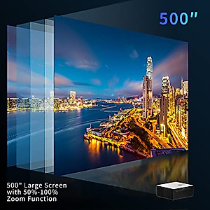 (Auto Vertical Keystone) 4K Projector with WiFi and Bluetooth,900 ANSI Lumens Outdoor Projector,Full-Sealed Optical Engine,Zoomable,20W Speakers,500" Display,PPT,Compatible w/TV Stick, iOS, Android