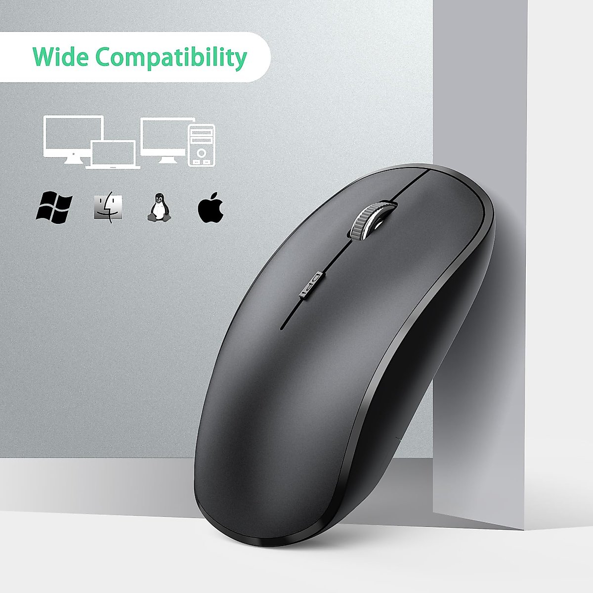 JOYACCESS Wireless Mouse, 2.4G Portable Slim Silent Computer Mouse Wireless with USB Nano Receiver, 2400 DPI, for Notebook, Laptop, PC - Black