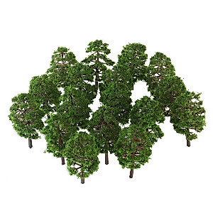WINOMO 20pcs Model Trees Miniature Landscape Scenery Train Railways Trees Scale 1:100 Dark Green
