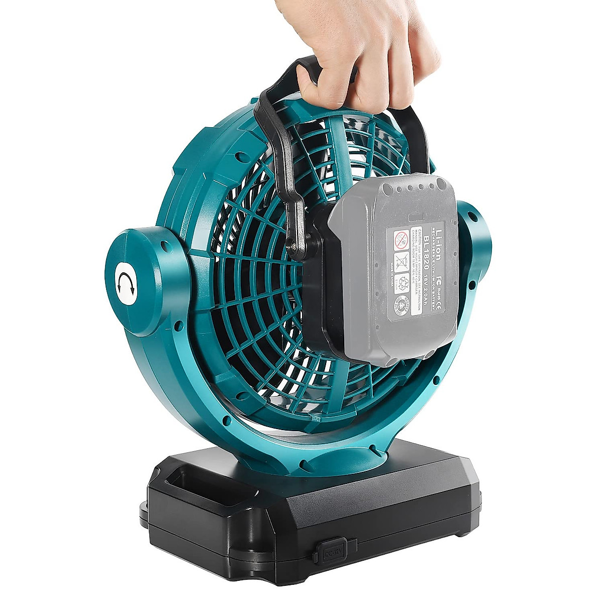 DTEZTECH Cordless Fan Powered by Makita 18V LXT Lithium-ion Battery/DC Cord, Floor Fan Battery Operated, 8-1/2" Fan for Camping, Gym, Garage, Travel, Office, Bedroom