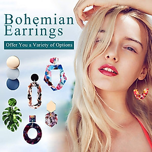 FIFATA 25 Pairs Acrylic Resin Statement Earrings Set for Women Mottled Hoop Fashion Drop Dangle Jewelry Hypoallergenic for Sensitive Ears