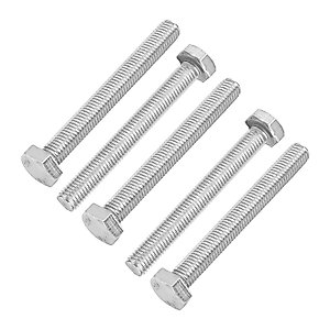 Bettomshin 5Pcs M10 x 85mm Hex Bolts, 304 Stainless Steel 1.5mm Thread Pitch Fully Threaded Metric Hex Head Screw Bolts, Hexagon Screw Bolt, Hex Tap Bolts, Silver (Overall Size 91.5x17x17mm)