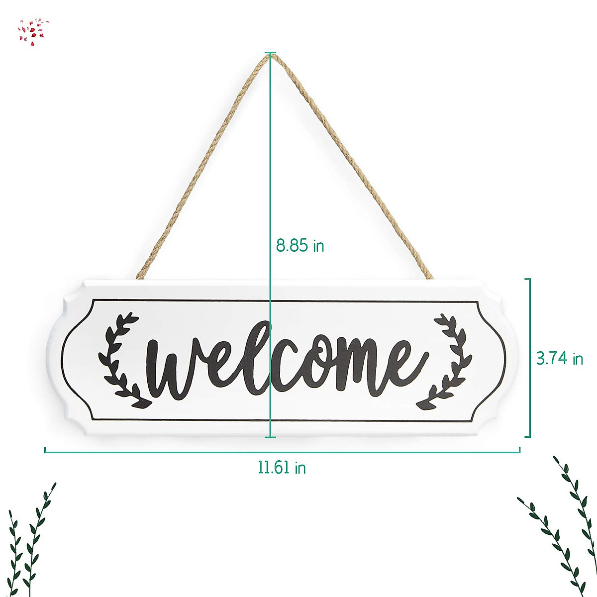 Rustic Wooden Welcome Sign for Front Door Decor | White 11.61 x 3.74 Inch