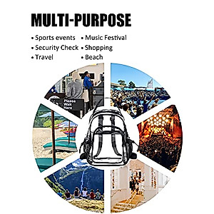 Fmeida Small Clear Backpack Stadium Approved Heavy Duty Clear Mini Backpack Transparent PVC See Through Bags for Concert Work Sport Games Concerts Security Travel