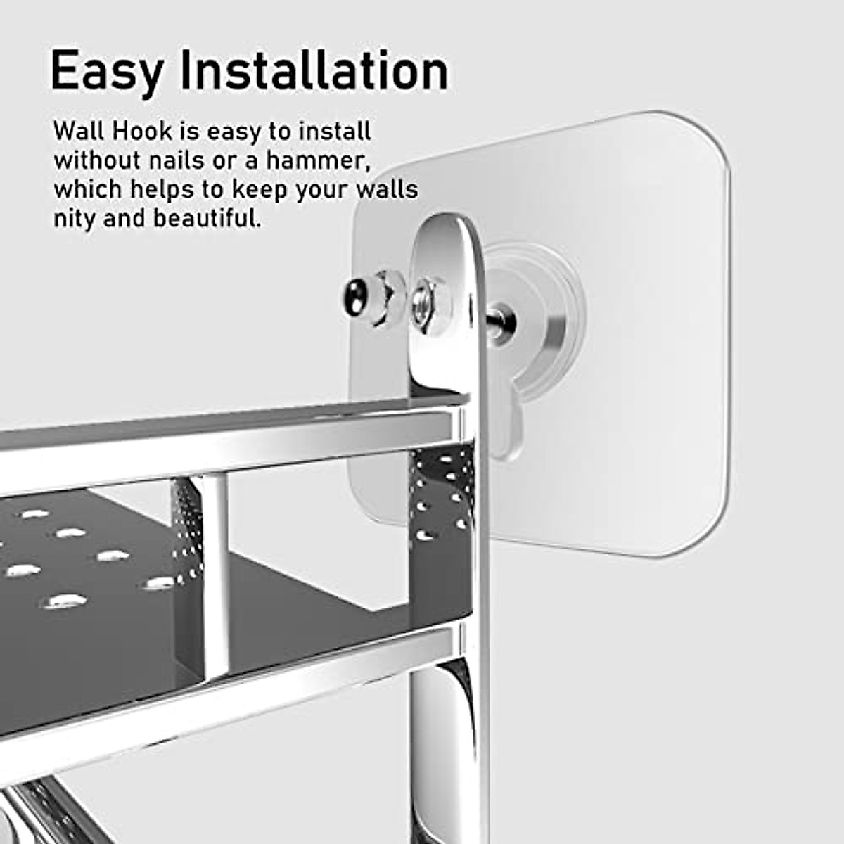 JIQGOZBAN Adhesive Hooks Kitchen Bathroom Wall Hooks, Heavy Duty 13lb(Max) Nail Free Sticky Picture Hangers, Stainless Hooks Reusable Utility Towel Bath Ceiling Hooks 10 Packs