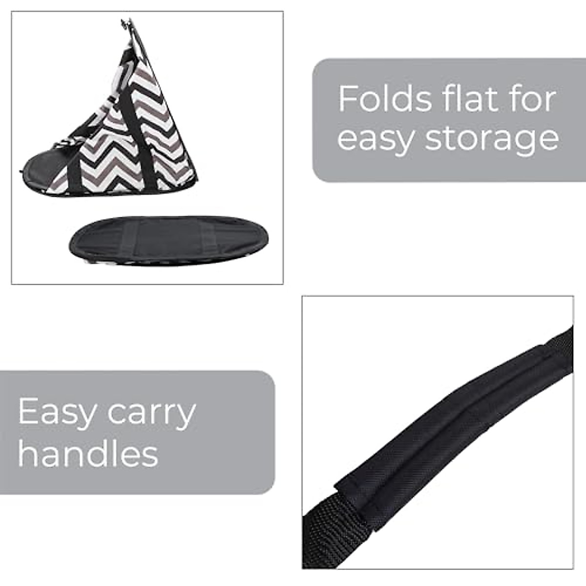 Smart Design Pop-Up Shopping Bag - Reusable - Large - Heavy Duty Polyester - Folds Flat - Supermarket, Trunk Storage - Home Organization (15 x 10 Inch) [Chevron w/Black Trim]