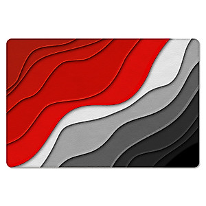 Abstract Red Antifatigue Kitchen Bath Door Mat Cushioned Runner Rug,Washable Welcome Floor Sink Mat,Modern Geometric Ombre Grey White Art Waterproof Comfort Standing Doormat for Kitchen,18"x30"
