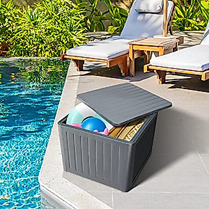UDeuxff Garden Storage Box,Resin Deck,Indoor and Outdoor Garden Plastic Storage Deck Box Chest Tools Cushions Toys Seat for Patio Cushions and Gardening Tools,Waterproof (Gray,36 Gal)