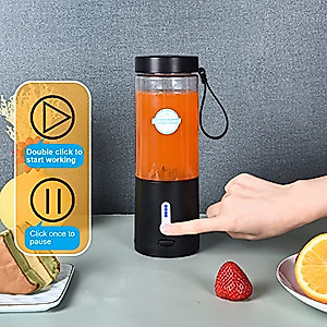 Portable Blender for Shakes and Smoothies, Upgraded 18Oz Portable Blenders with 6 Blades and Type-C Rechargeable, Fruit Veggie Juicer Electric Mini Portable Mixer Cup for Travel Sports Kitchen (Black)