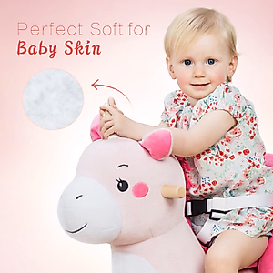 labebe Baby Rocking Horse Dragon Blue, Kids Plush Rocking Toy Stuffed Animal Rocker for 12 Months+, 1-3 Years Old Toddler Wooden Ride On Toys, Dinosaur Rocking Horse Teal Infant Girl&Boy