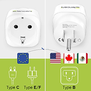 LENCENT 2 Pack Europe to US Plug Adapter,European to USA Adapter, American Outlet Plug Adapter, EU to US Adapter, Europe to USA Travel Plug Converter