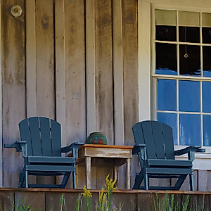 YEFU Adirondack Chair, Oversized Plastic Adirondack Chair Folding Outdoor Chairs with Cup Holder, Lawn Chair with Weather Resistant for Outside Deck Lawn Garden, Weight Capacity Up to 400 Lbs –Navy