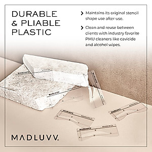 MADLUVV Eyebrow Shaper Stencils, Reusable Brow Mapping Template for PMU Professionals, Semi-Permanent Makeup Mapping, 6 Stencils (3 Stencil Shapes in Both Petite and Regular Sizes) - Low Profile Set