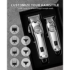 KBDS Professional Hair Clippers for Men, Cordless Clippers and T-Blade Hair Trimmer Barber Kit with Stainless Steel Blades and LED Display USB Rechargeable for Family and Salon