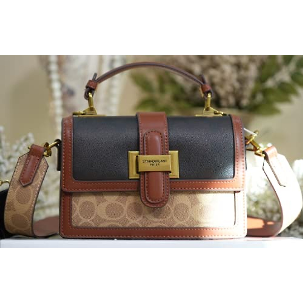 Small Crossbody Bags For Women - Leather handbag - Satchel Shoulder Bag - Fashion Design -Gold clasp - Multifunctional (Black)