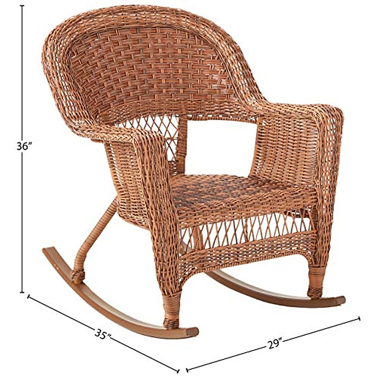 Jeco Set of 2 Wicker Rocker Chairs, Honey