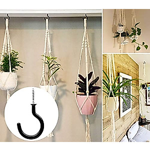 Biaungdo 2 Inch Metal Screw-in Hooks, Black and White Ceiling Cups Hooks for Hanging, 12 Pcs