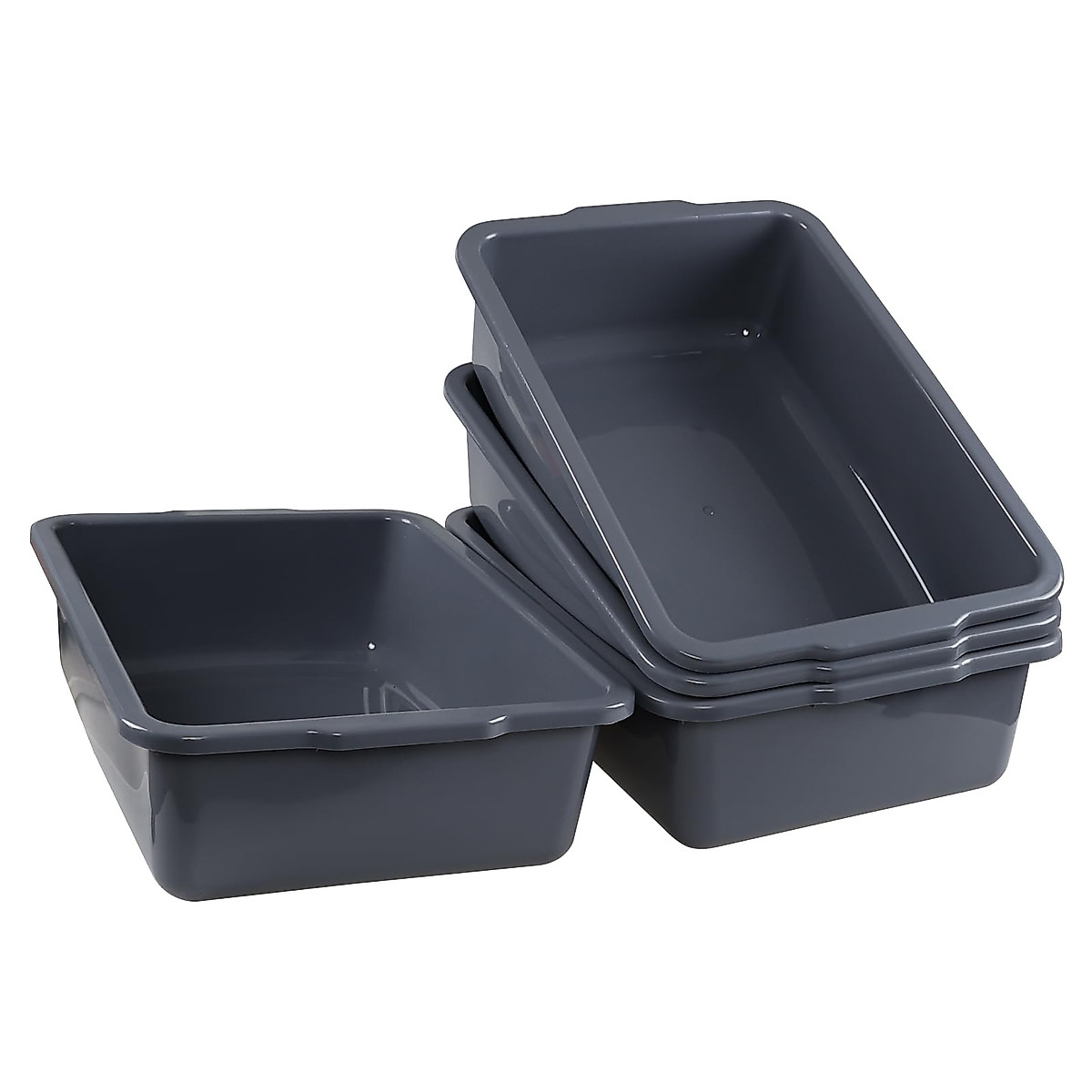 Rosebloom 35 L Plastic Commercial Bus Tub, Gray Plastic Large Bus Box, 4 Packs