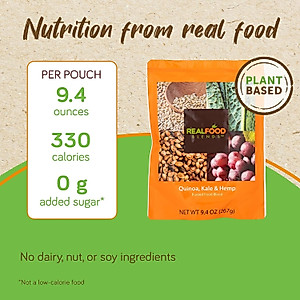 Real Food Blends Quinoa, Kale & Hemp - Pureed Food Meal for Feeding Tubes, 9.4 oz Pouch (Pack of 12 Pouches)