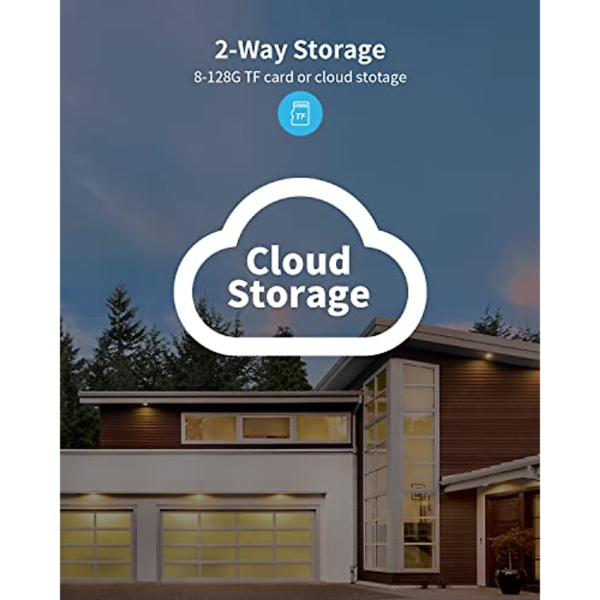 ZJX 2500 Lumens Floodlight Camera Outdoor, Security Cam with Motion-Activated Light, Motion Detection and Siren Alarm, Waterproof（White） (White), Round (FC-01)