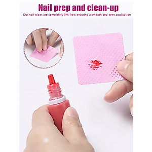 TEOYALL Lint Free Nail Wipes, 400 PCS Non-Woven Fabric Nail Cleaning Pads Pink Lash Extensions Glue Cleaning Wipes Nail Salon Supplies (400 PCS)