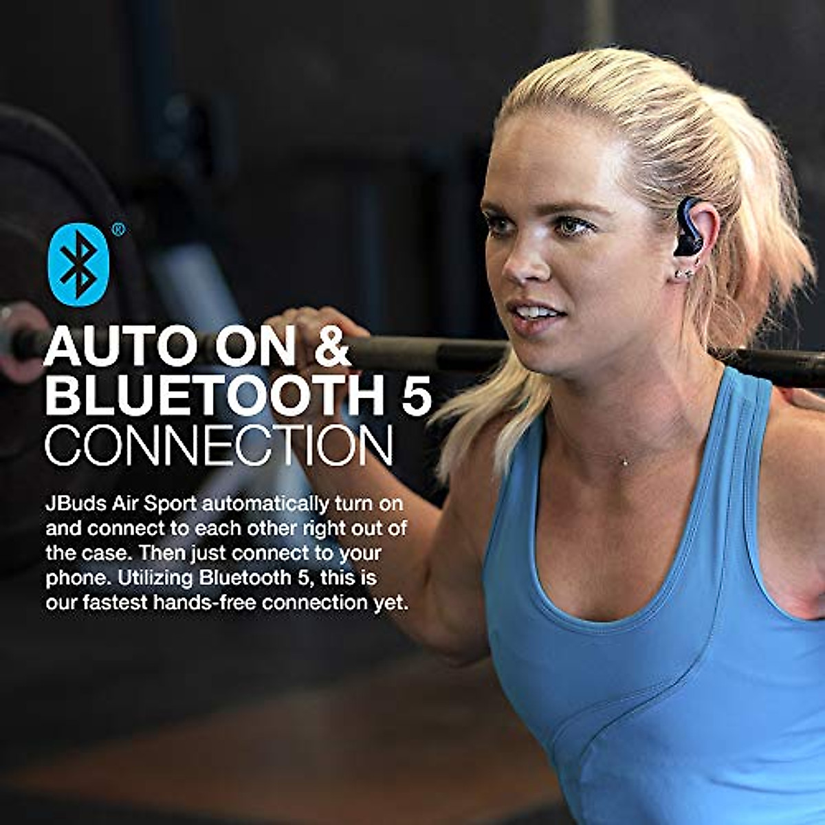 JLab JBuds Air Sport True Wireless Bluetooth Earbuds + Charging Case | Black | IP66 Sweat Resistance - Class 1 Bluetooth 5.0 Connection | 3 EQ Sound Settings JLab Signature, Balanced, Bass Boost