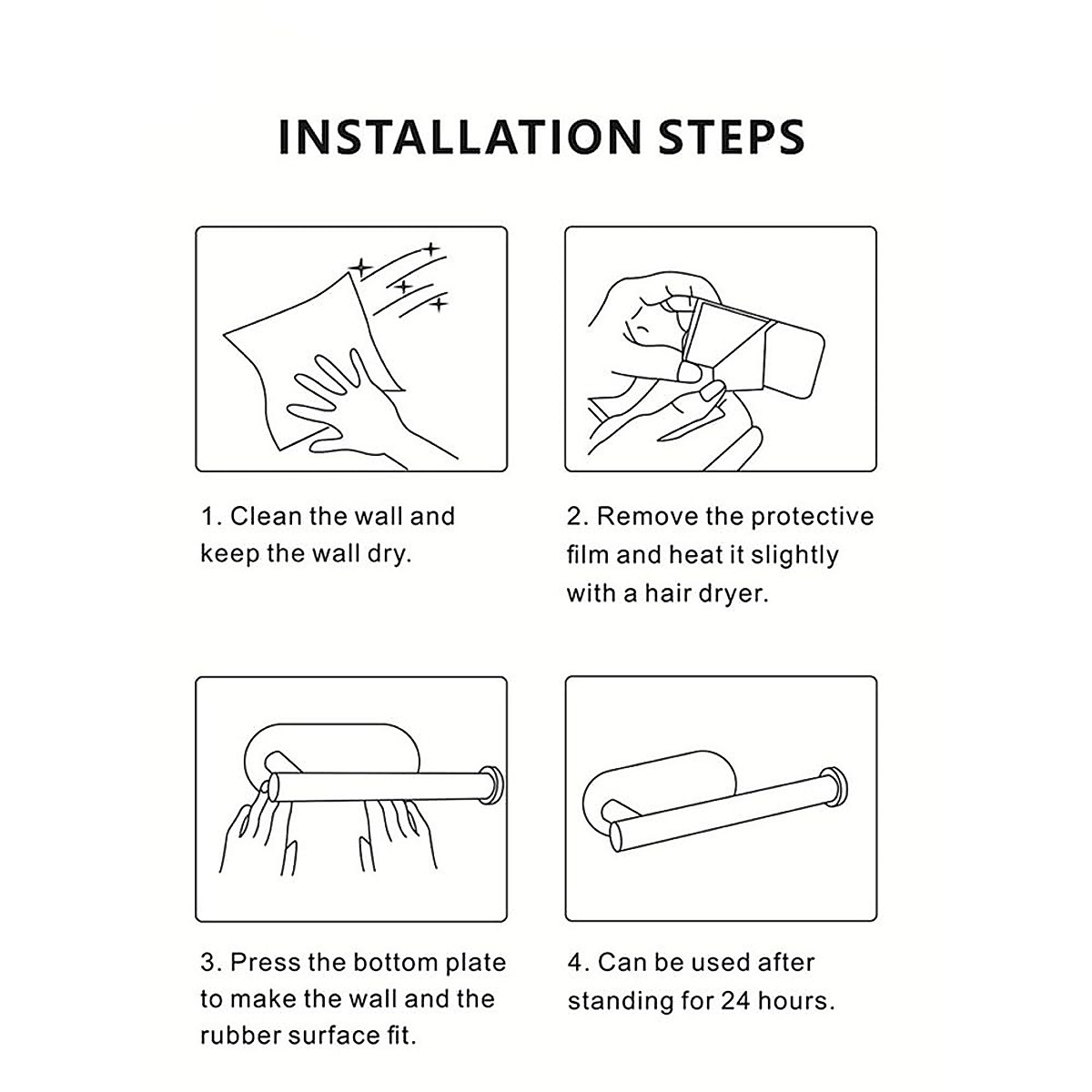 Bathroom Accessories Set Matte Black Wall Shelf Toilet Roll Paper Holder Robe Hook Hanger Towel Rail Bar Rack Ring Bath Hardware,Silver 4pcs Set A