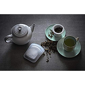 Stasher Re-Usable Food-Grade Platinum Silicone Pocket Bag for Eating from/Storing in/Organising/Travelling, 8.25 x 12.05 cm, Set of 2, Clear and Aqua