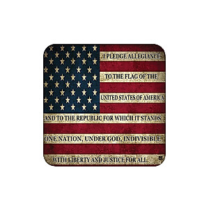 Patriotic USA Flag Drink Coaster Set Gift United States Pledge of Allegiance Bar Kitchen Home