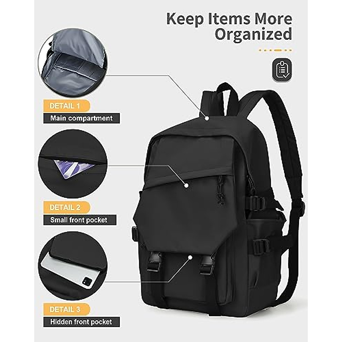 Black Laptop Backpack For Women Men 14 Inch Waterproof College Backpack With Laptop Compartment Aesthetic Backpack Small Backpack Purse For Women Anti Theft Cute Backpack Lightweight Work Backpack