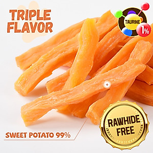 Pawmate Sweet Potato Dog Treats, Healthy Low Fat Dog Chews Rawhide Free Grain Free Training Treats for Small Medium Large Dogs 27-31 Counts