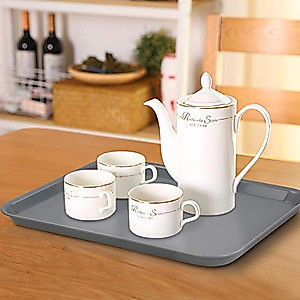 Begale Plastic Fast Food Serving Tray, Large Kitchen Dinner Tray, Set of 4, Grey