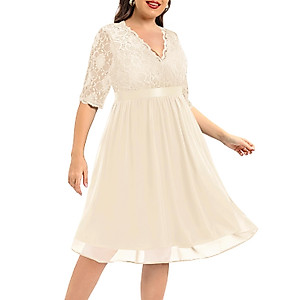 Pinup Fashion Champagne Dress Women Plus Size Bridesmaid Wedding Guest Short Homecoming Prom Formal Cocktail Lace Chiffon Midi Dress