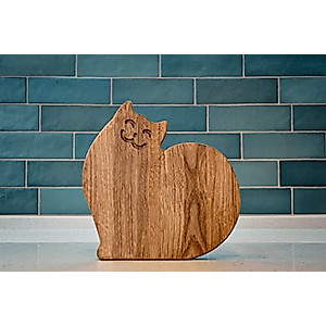 COOKAREA inspo, Heart Cat Premium Oak Cutting Board for Kitchen, Reversible, Serving board for Charcuterie, Vegetables and Meat, 10" x 10" x 1" (Oak, Natural)
