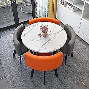 JHKGY 5 Piece Round Dining Table Set for 4,Wooden Small Dining Table Set,1 Table and 4 Chairs Living Room Furniture Set,with 4 Upholstered Chairs,Dining Set for Dining Room Kitchen,A