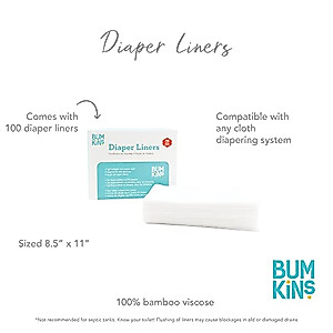 Bumkins Disposable Cloth Fabric Diaper Liner, Biodegradable, Neutral, 100 Count (Pack of 1)
