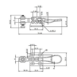 POWERTEC 20321 Quick Release Horizontal Toggle Clamp 201 - 60 lb Holding Capacity w Rubber Pressure Tip, 4PK,Silver