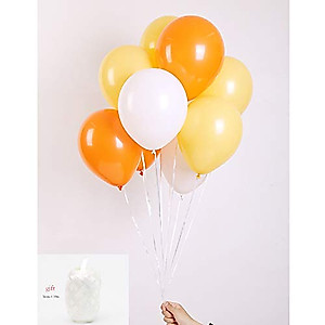 LFYDM Latex Balloon 100 pcs 12 inch ： White and Orange and Medium Yellow Latex Balloons