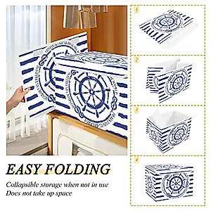 Kigai Boat Helm Storage Baskets for Shelves Foldable Closet Basket Storage Bins with Lid for Clothes Home Office Toys Organizers