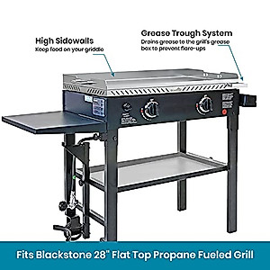 Stanbroil Stainless Steel Flat Top Gas Grill Griddle for Blackstone 2 Burner Propane Fueled Grill Front Grease Management System - 28 Inches